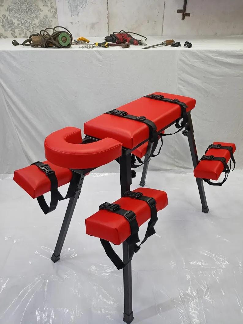 Red BDSM Spanking Bench – Adjustable Flogging Table – Heavy Duty Metal ...