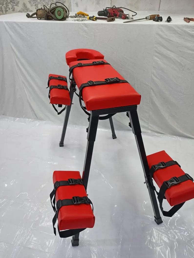 Red BDSM Spanking Bench – Adjustable Flogging Table – Heavy Duty Metal ...