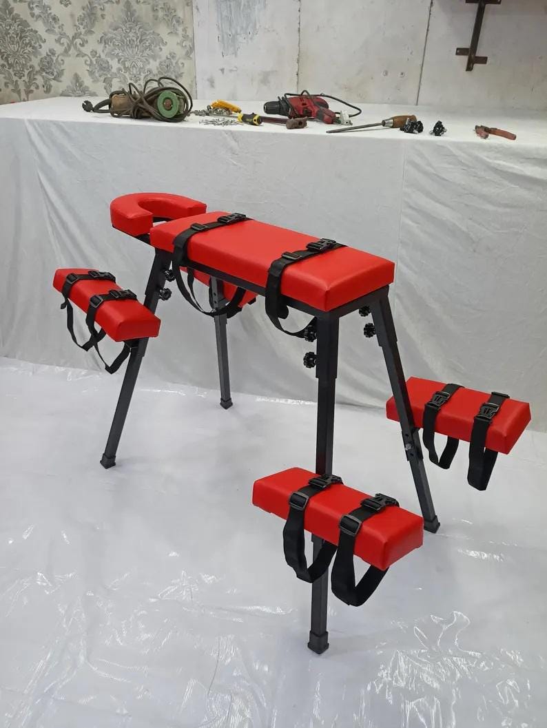 Red BDSM Spanking Bench – Adjustable Flogging Table – Heavy Duty Metal ...