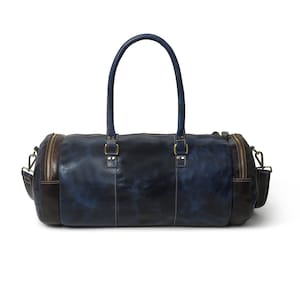 Blue Buffalo Leather Duffle Bag - Classic Weekender, Stylish Gym ...