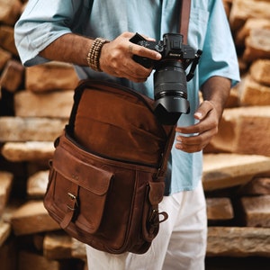 Vintage Leather Camera Bag: DSLR Travel Bag, Gift for Photographer - Etsy