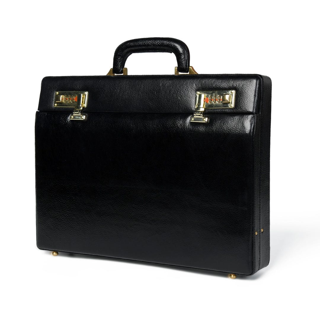 Black Leather Hard Case Briefcase: Executive Suitcase With Combination ...