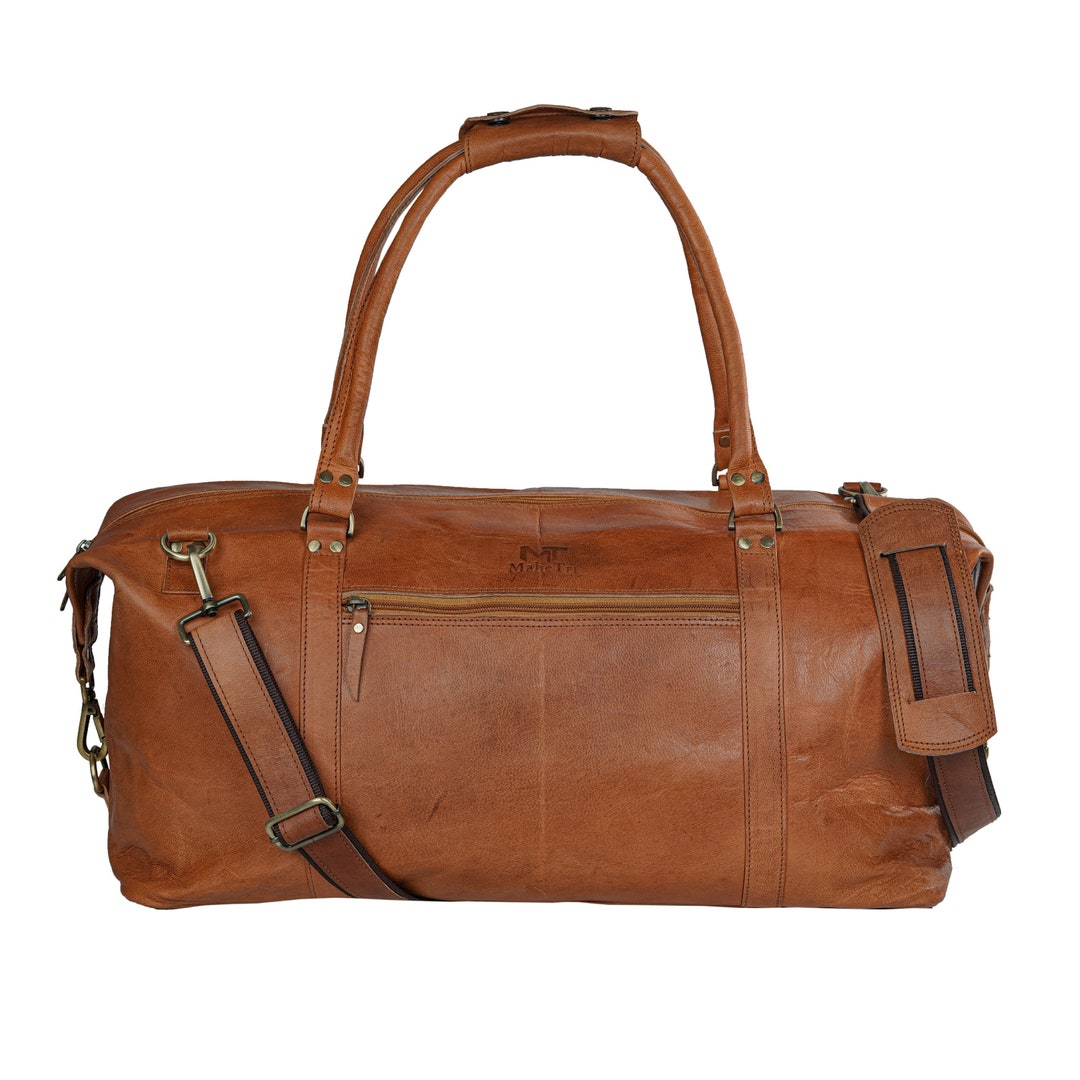 Personalized Men's Leather Duffel Bag - Vintage Weekender & Travel Gear ...
