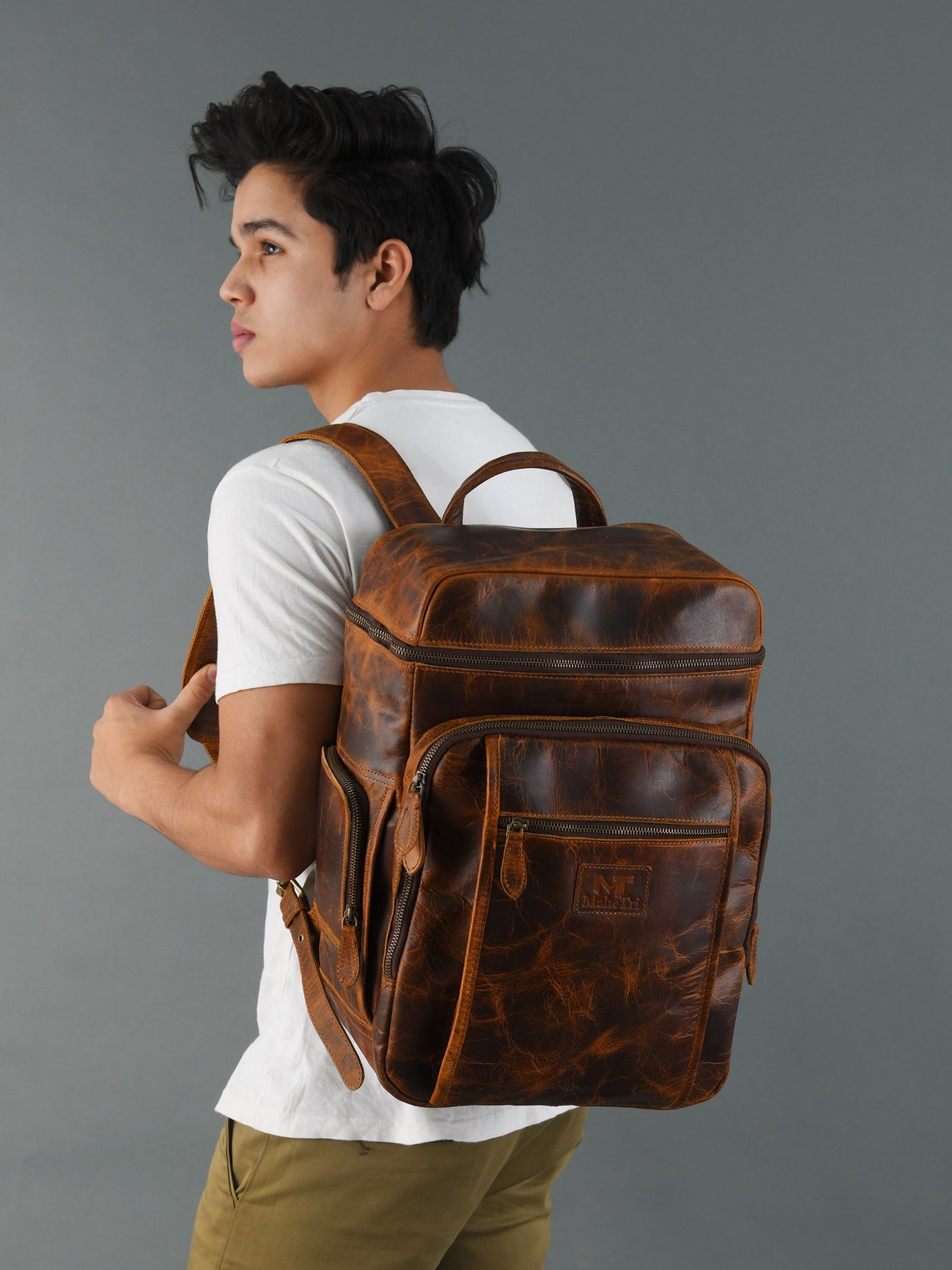 Buffalo Leather Travel Backpack 16 Inch Laptop Backpack Genuine Leather ...