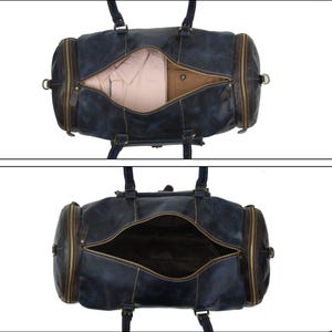 Blue Buffalo Leather Duffle Bag - Classic Weekender, Stylish Gym ...