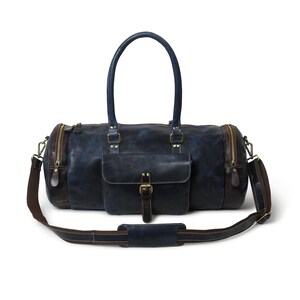 Blue Buffalo Leather Duffle Bag - Classic Weekender, Stylish Gym ...