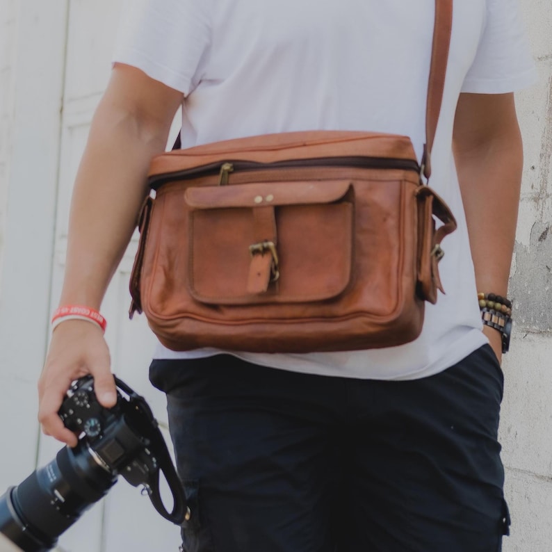 Personalized Leather Camera Bag: Vintage Style DSLR Bag, Monogram ...