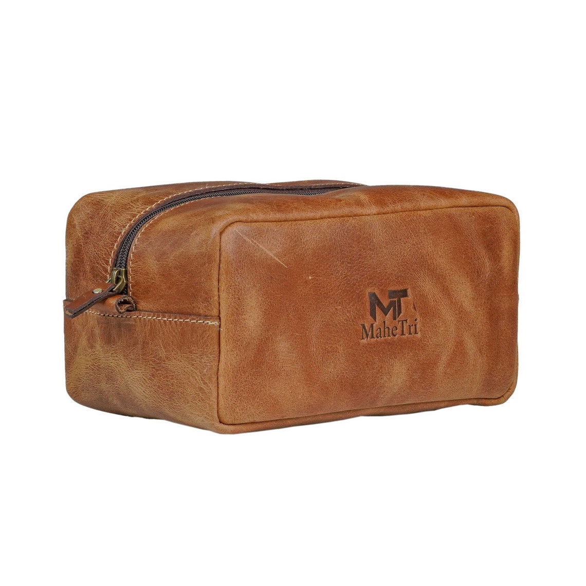 Leather Dopp Kit Bag for Men, Personalized Men's Brown Leather Toiletry ...