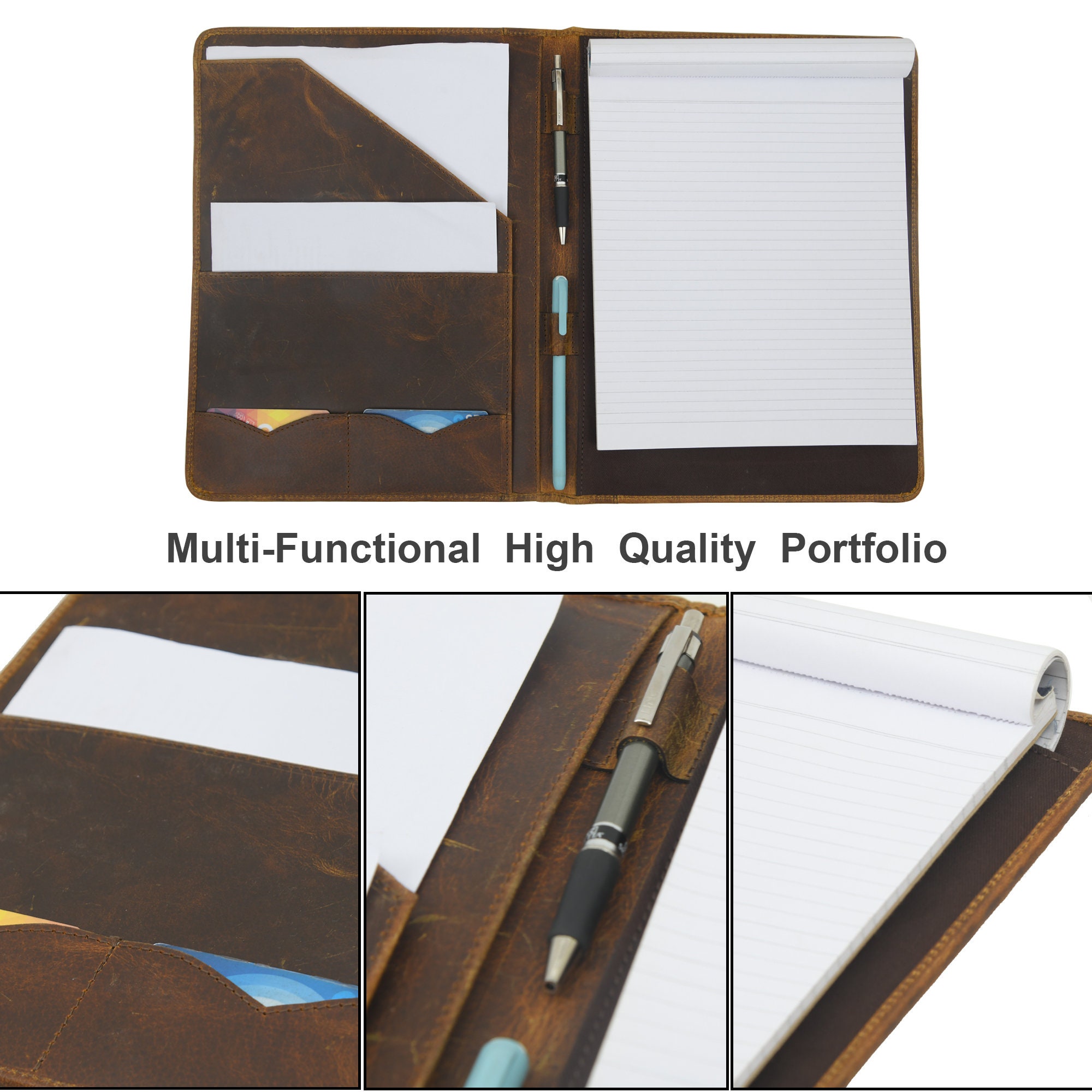 Personalized Vintage Leather Portfolio Holder Work Portfolio - Etsy