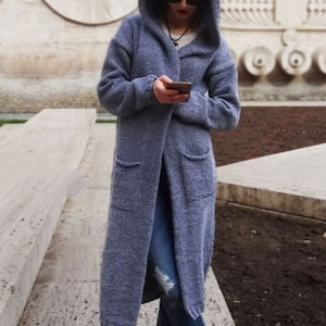 Grey Extra Long Cardigan, Oversized Cardigan, Ankle Length Cardigan ...