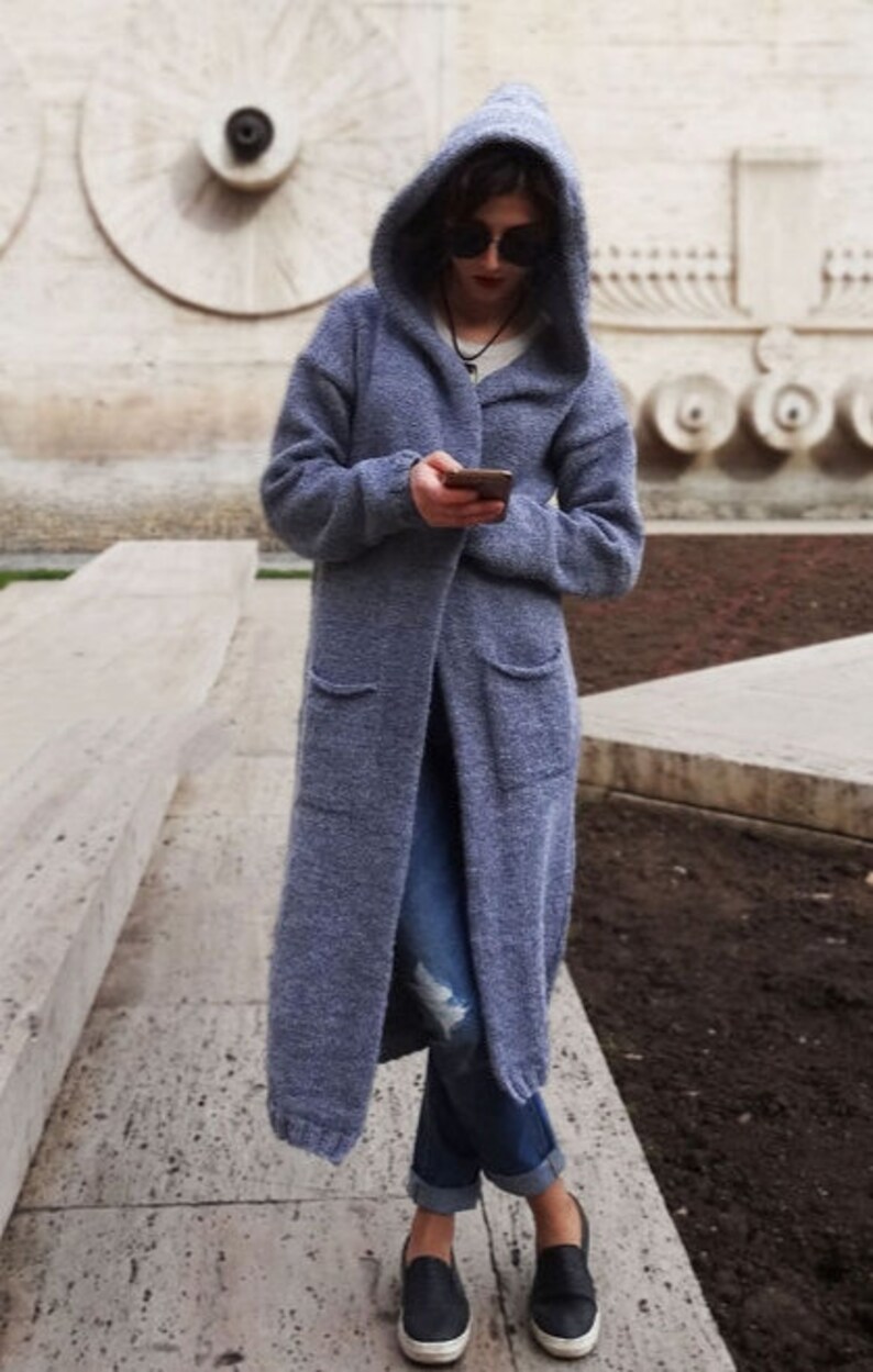 Grey Extra Long Cardigan, Oversized Cardigan, Ankle Length Cardigan ...