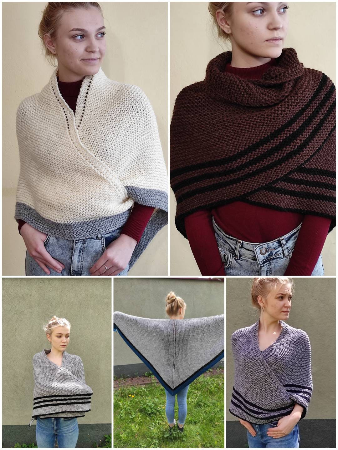 Brown OUTLANDER SHAWL Alpaca Wool Sontag Shawl Triangle | Etsy