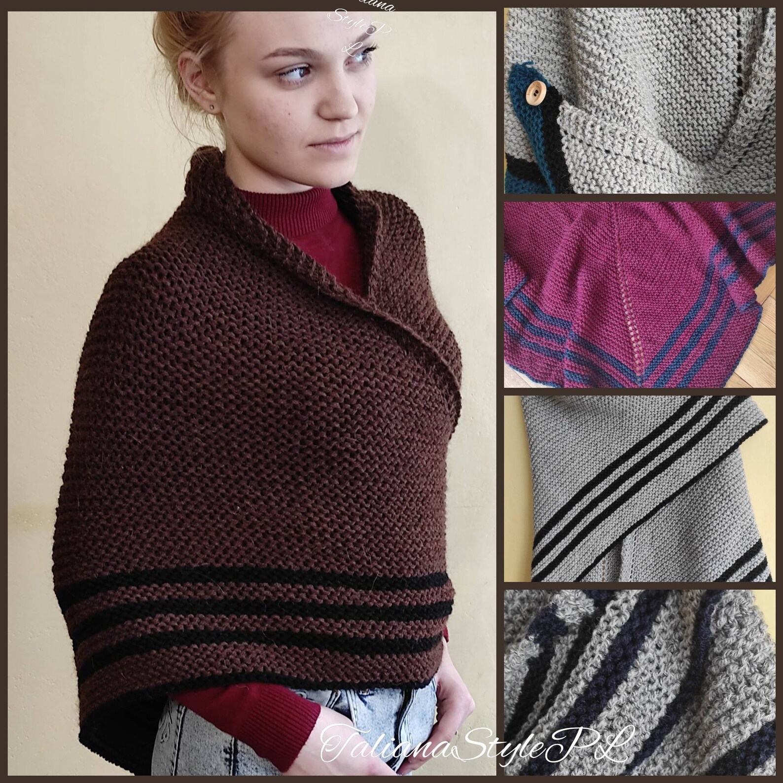 Brown OUTLANDER SHAWL Alpaca Wool Sontag Shawl Triangle | Etsy