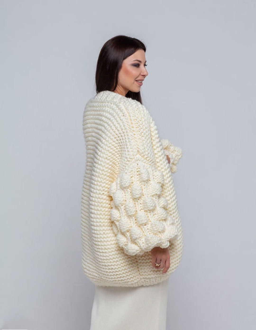 Bubble Knit Wool Cardigan for Women,bomber Jacket Chunky Cardigan ...