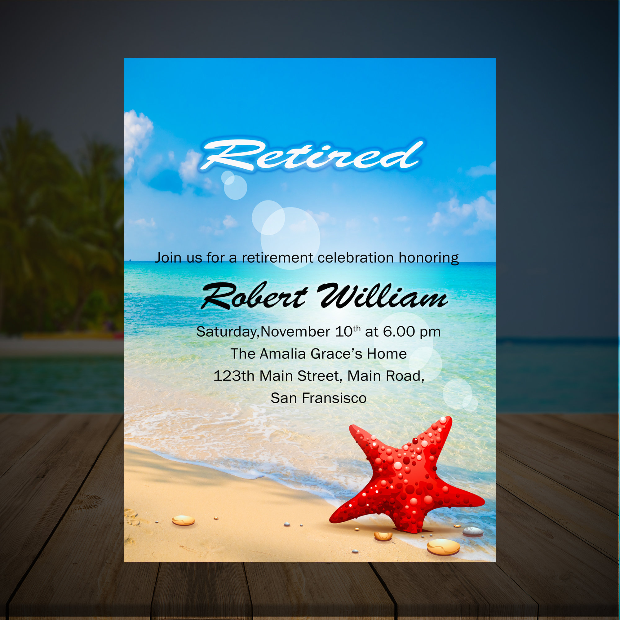 Editable Beach Retirement Invitation Beach Theme Ocean - Etsy UK