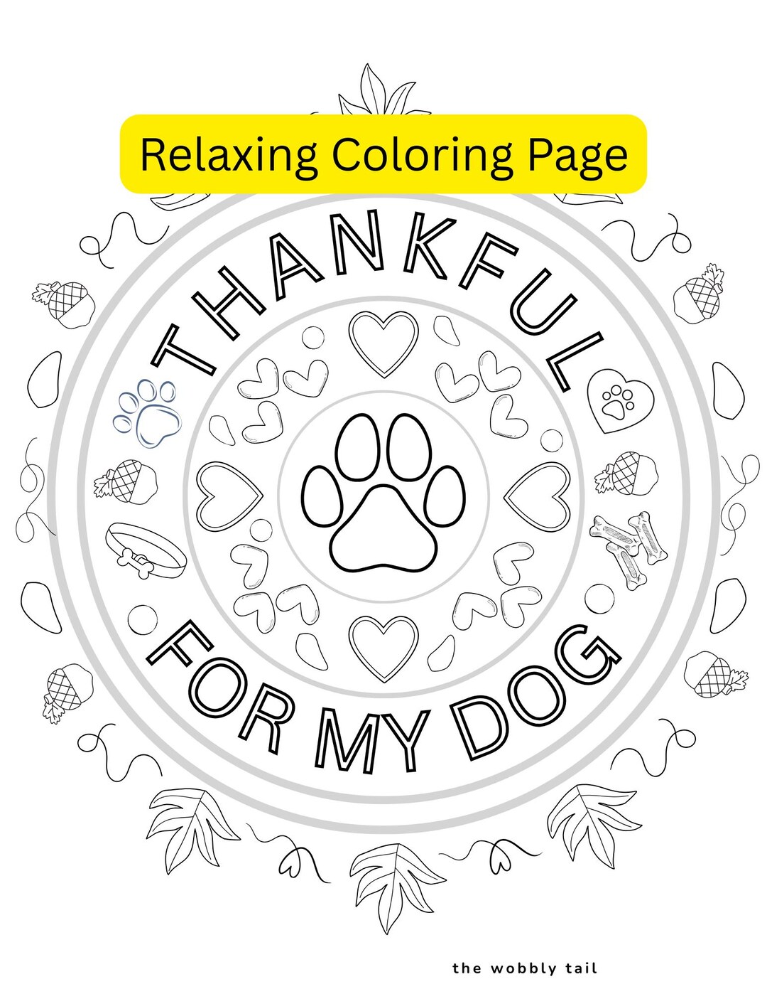 Mindful Dog Coloring Pages, Thankful for My Dog, Senior Dogs, & Playful ...