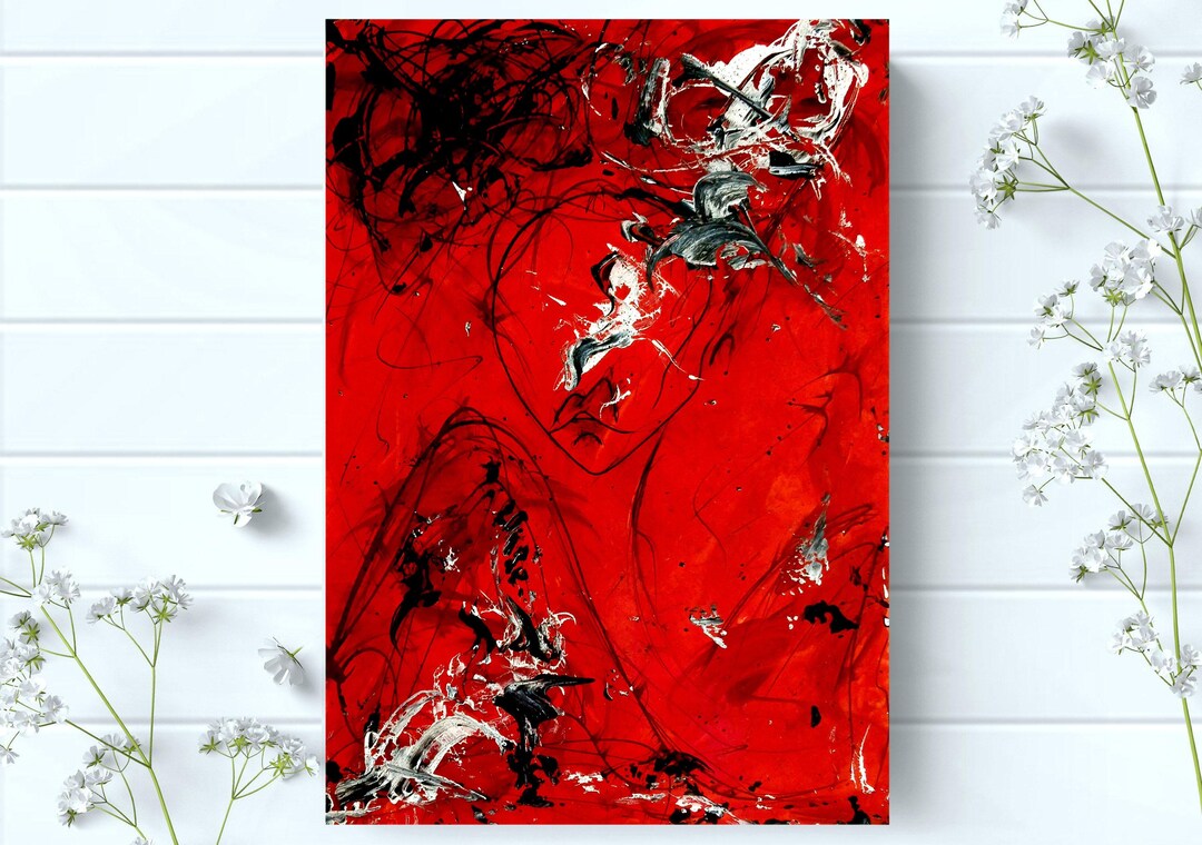 Faceless Woman Painting A4 Size, Portrait Abstract Painting, Red ...