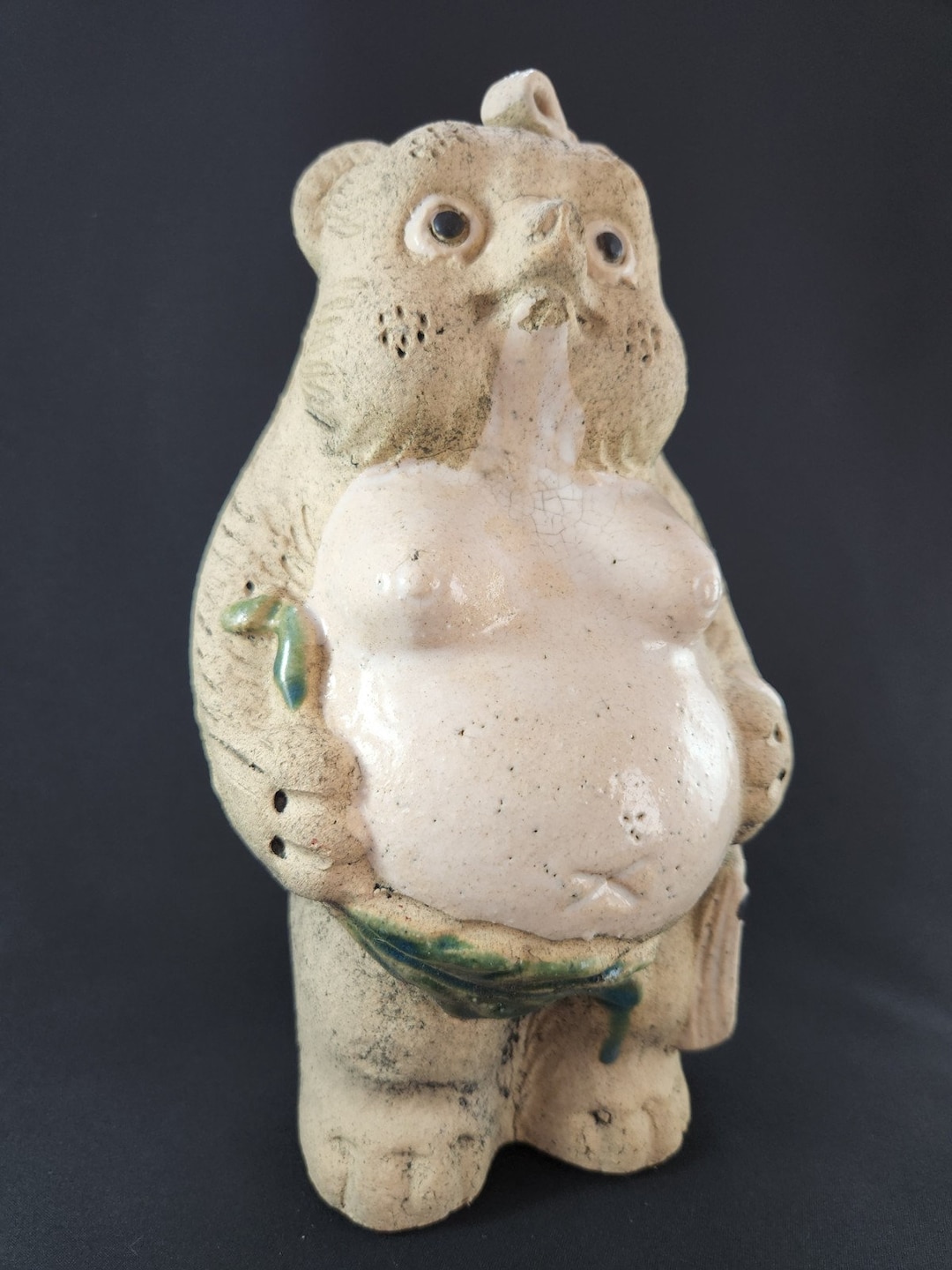 Vintage Japanese TANUKI Ceramic Racoon Dog SHIGARAKI WARE Lucky Charm ...