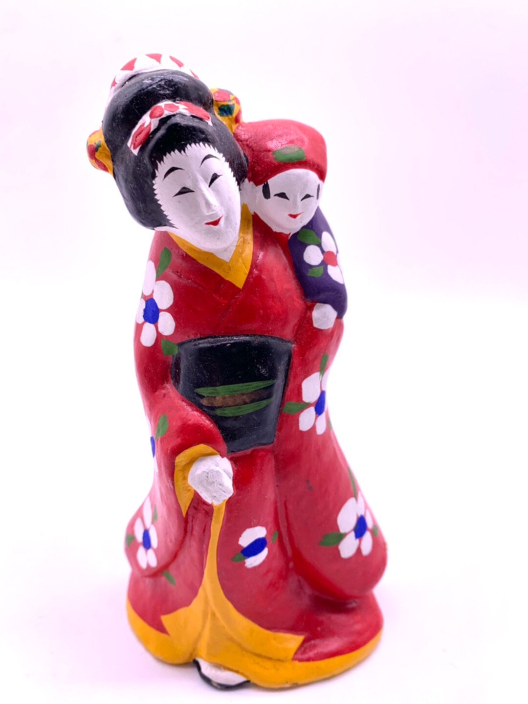 Vintage Japanese Traditional Doll Clay Figure Geisha Girl and Child ...