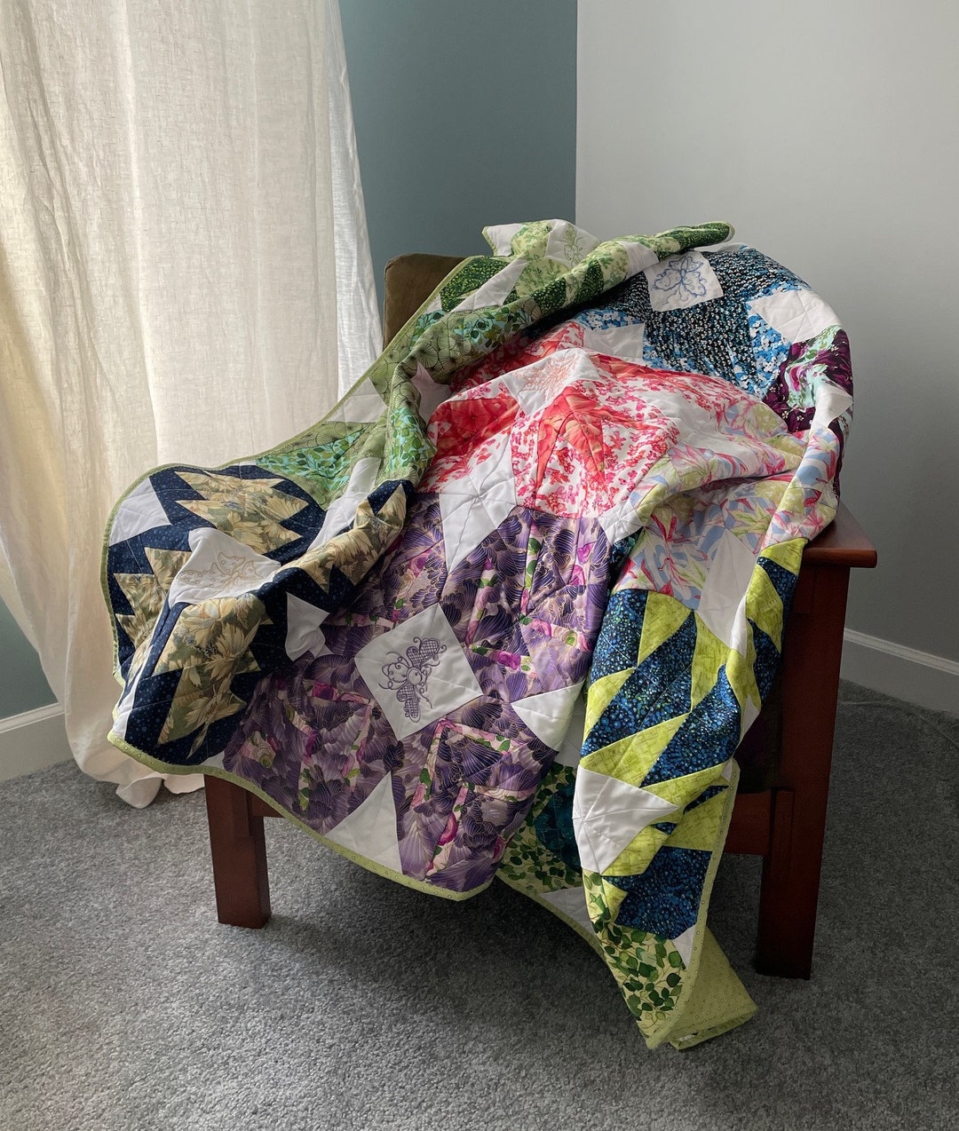 Bright Floral Quilt, Colorful Lap Quilt, Spring Lap Quilt - Etsy