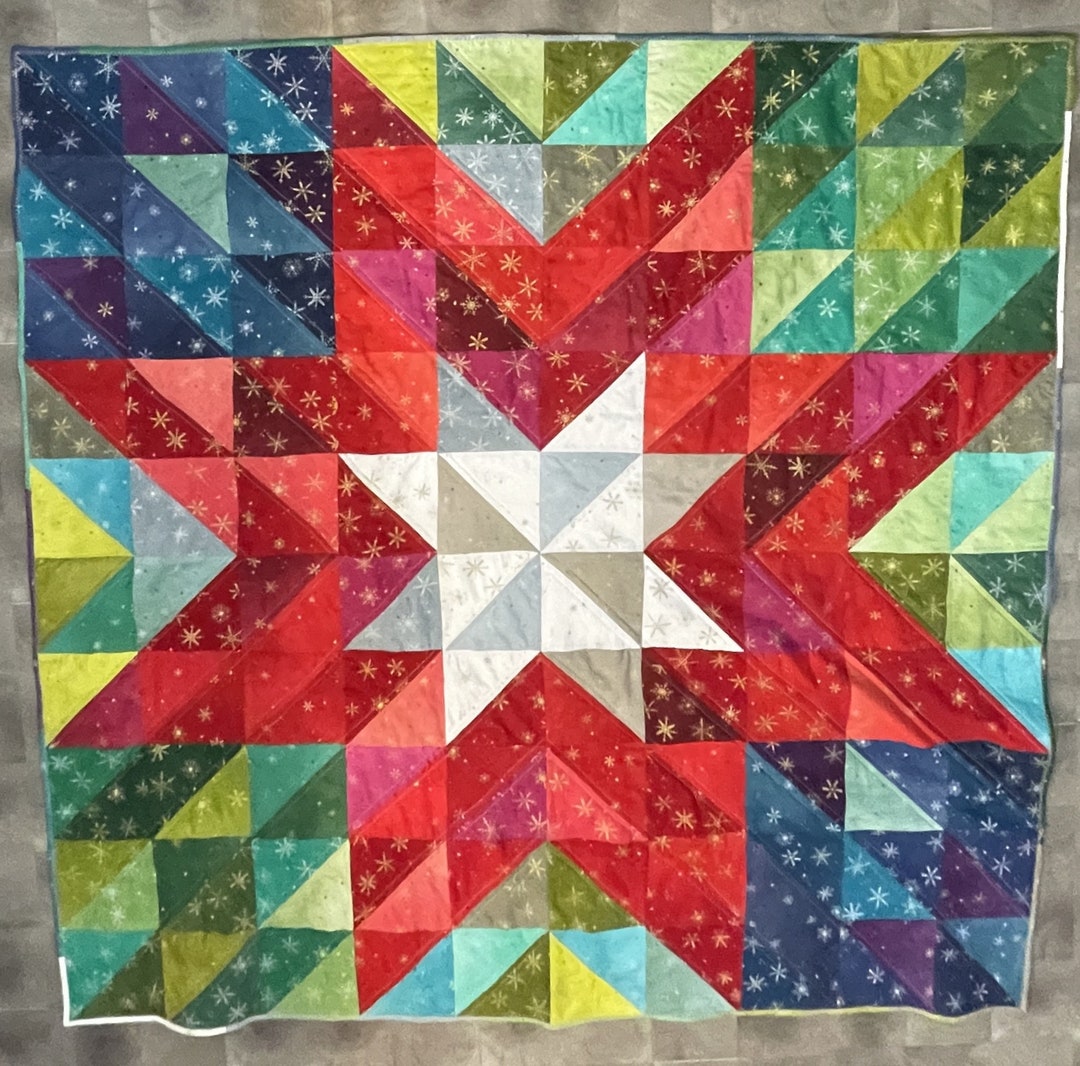 Bright Contemporary Christmas Quilt, Holiday Throw, Poinsettia Throw - Etsy