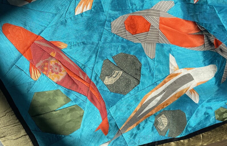 Kimono Silk Koi Wall Hanging: Japanese Art Quilt (37x47) - Etsy
