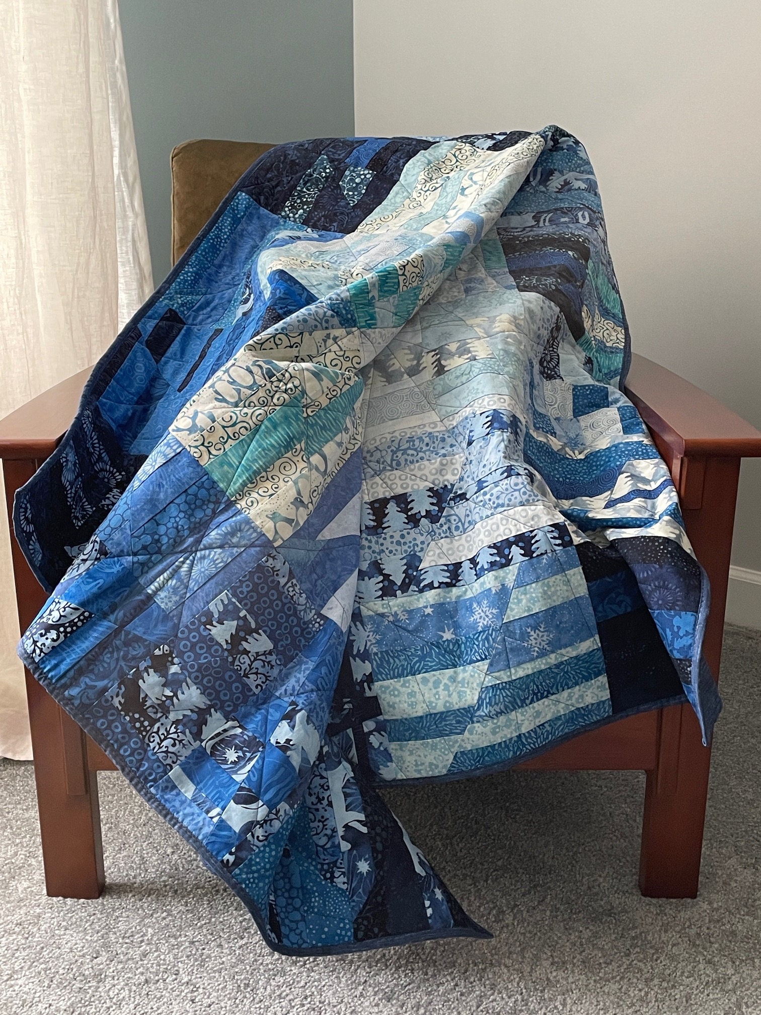 Blue Lap Quilt, Shades of Blue Quilt, Lap Quilt - Etsy