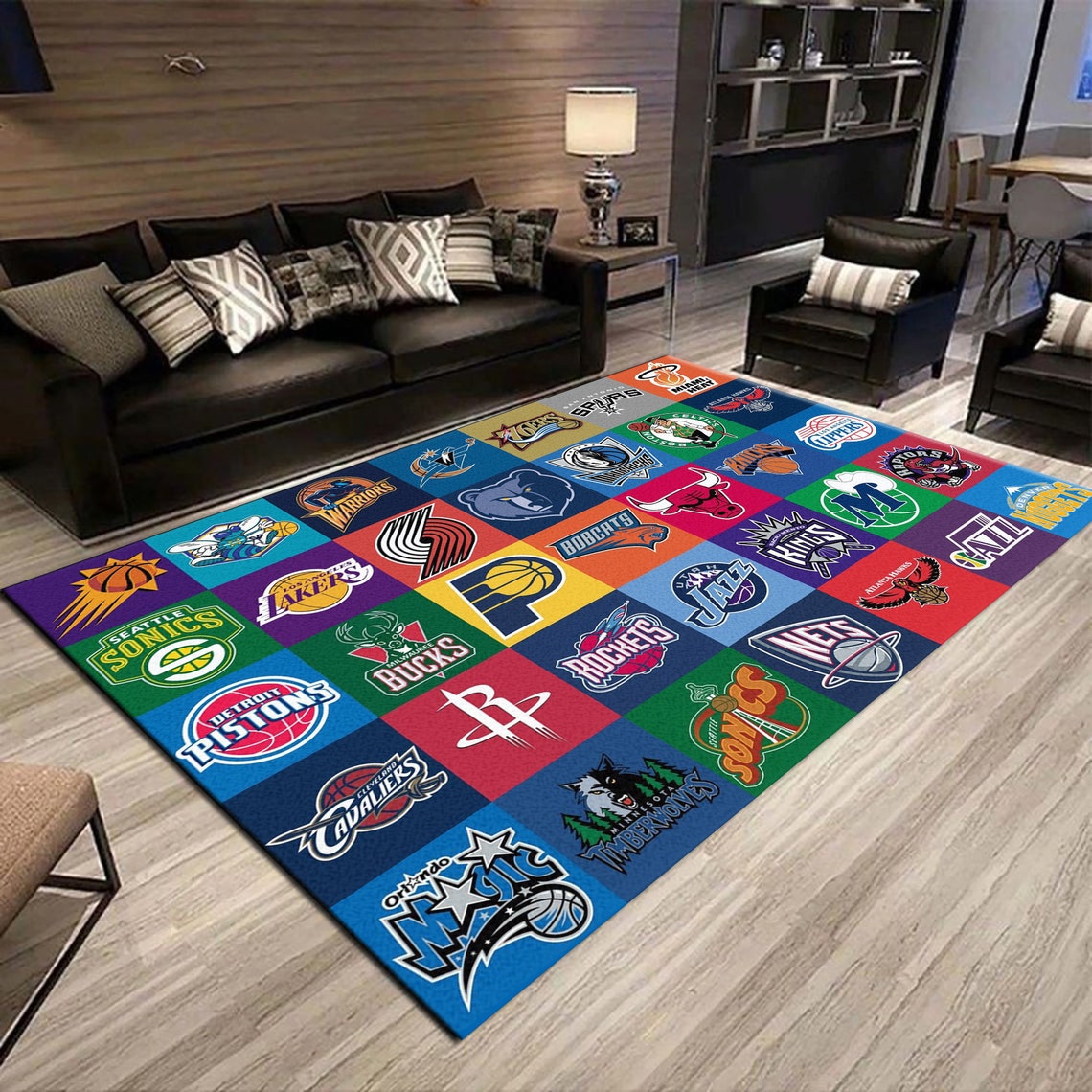 NBA Team Logos Rug Basketball Team logos Office Floor | Etsy