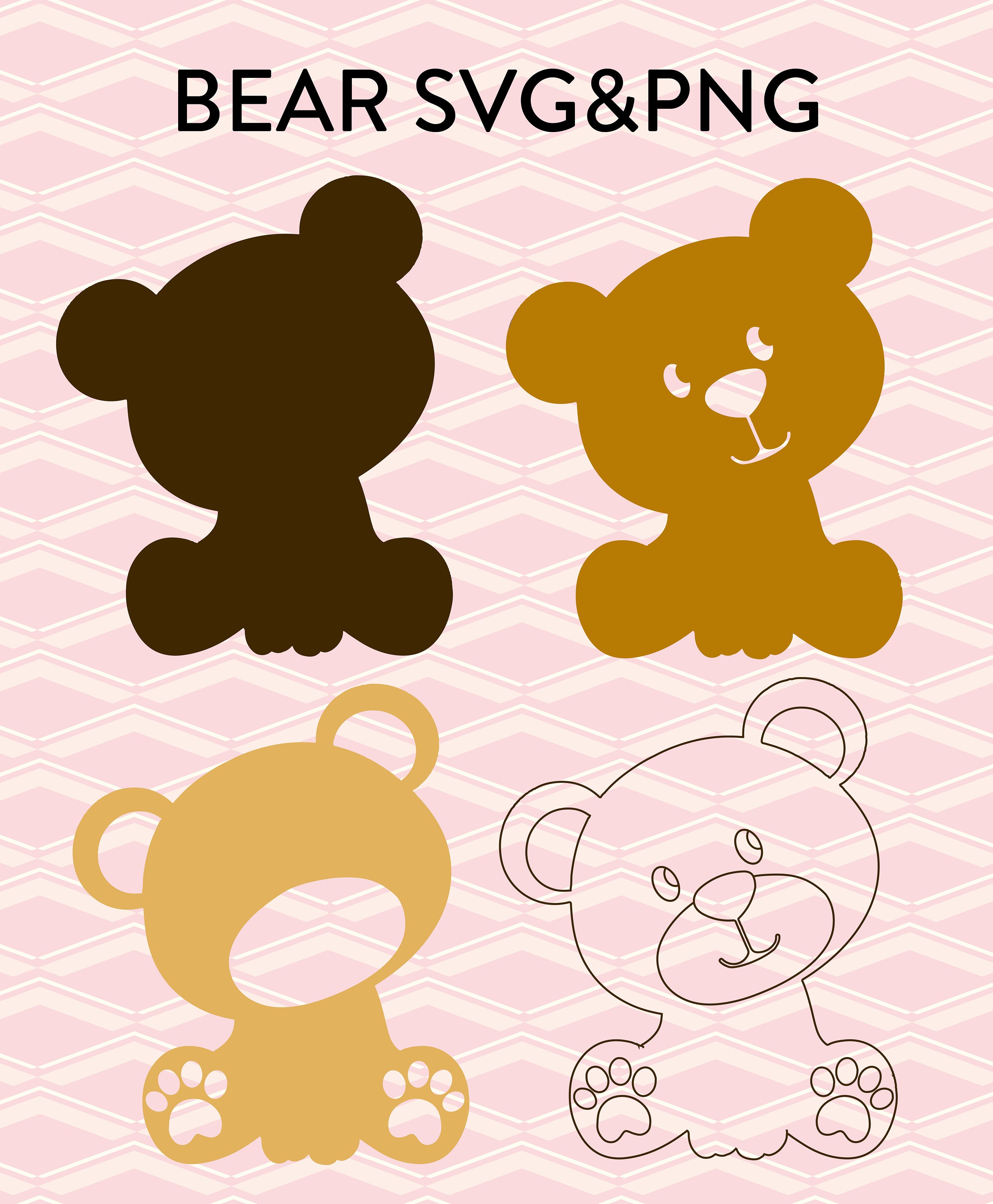 Oso SVG lindo oso SVG archivo de corte de oso arte clip | Etsy