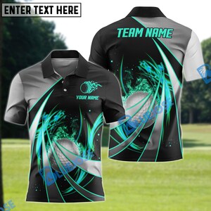 Flame Golf Tornado Cyan Pattern Customized Name 3D Shirt - Etsy