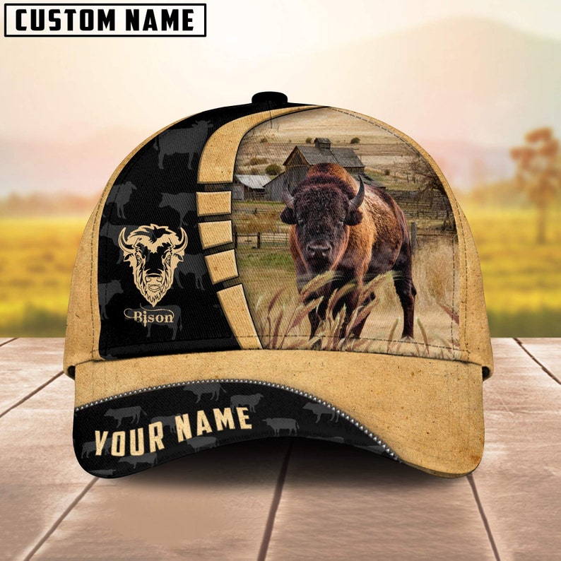 Unijames Custom Name Bison Cattle Farmhouse Field Cap TT18 - Etsy