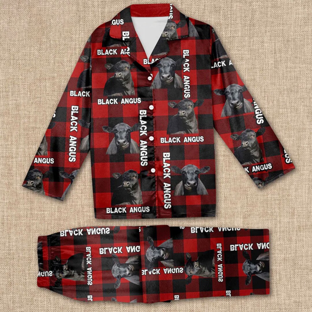 Uni Black Angus Caro Pattern Pajamas - Etsy