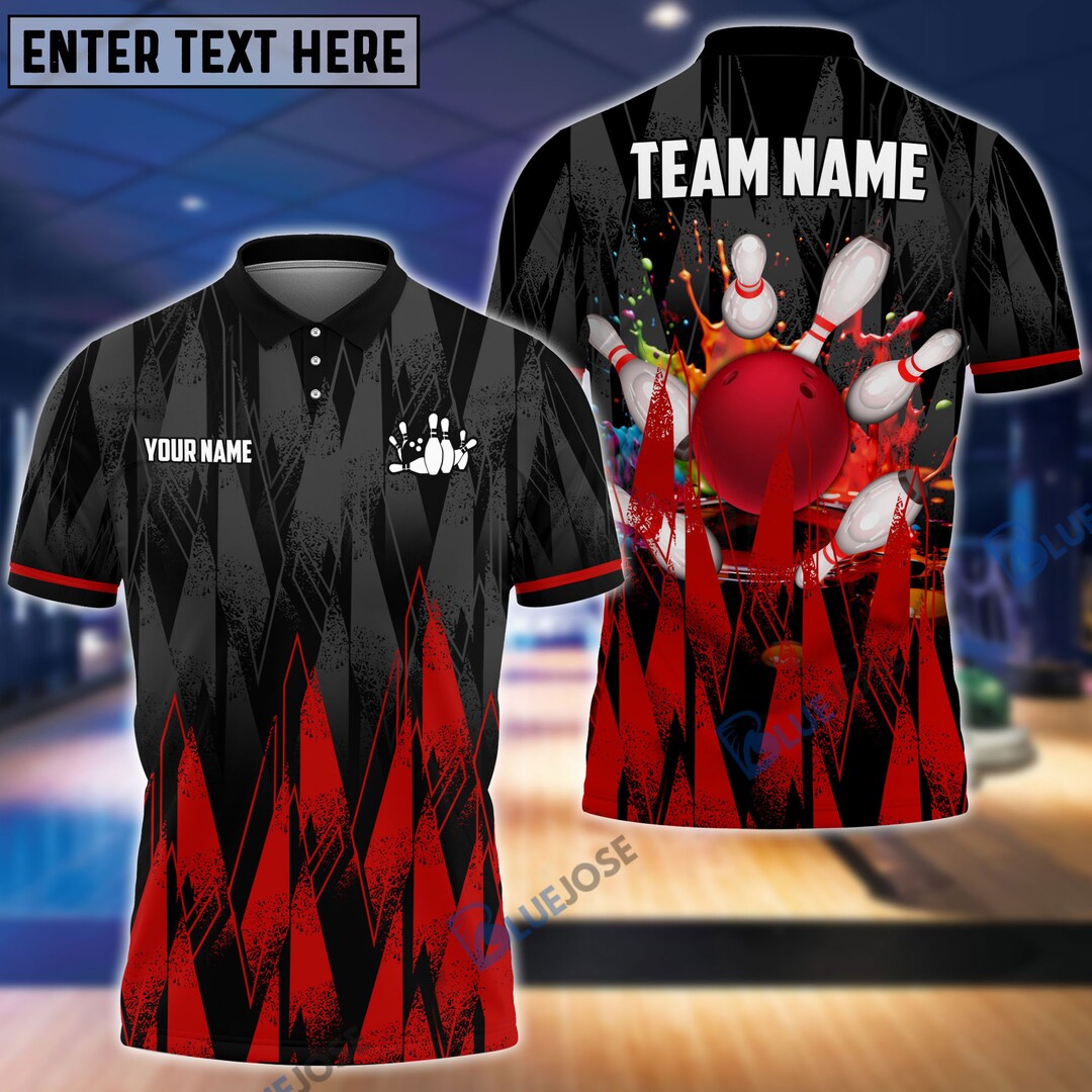 Bowling and Pins Sword Legend Red Customized Name, Team Name 3D Shirt ...