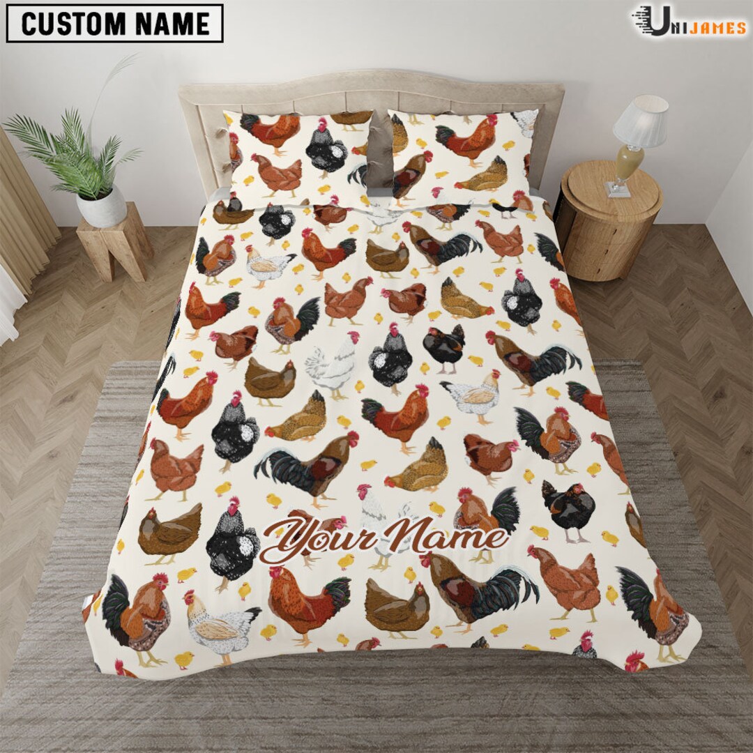 Uni Chicken Happy Pattern Custom Name Bedding Set - Etsy