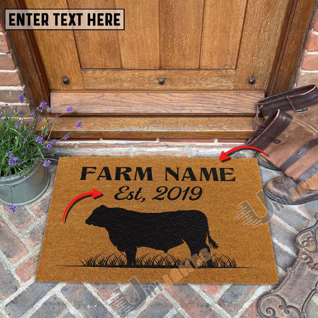 Uni Angus Custom Farm Name Custom Year Coir Doormat - Etsy