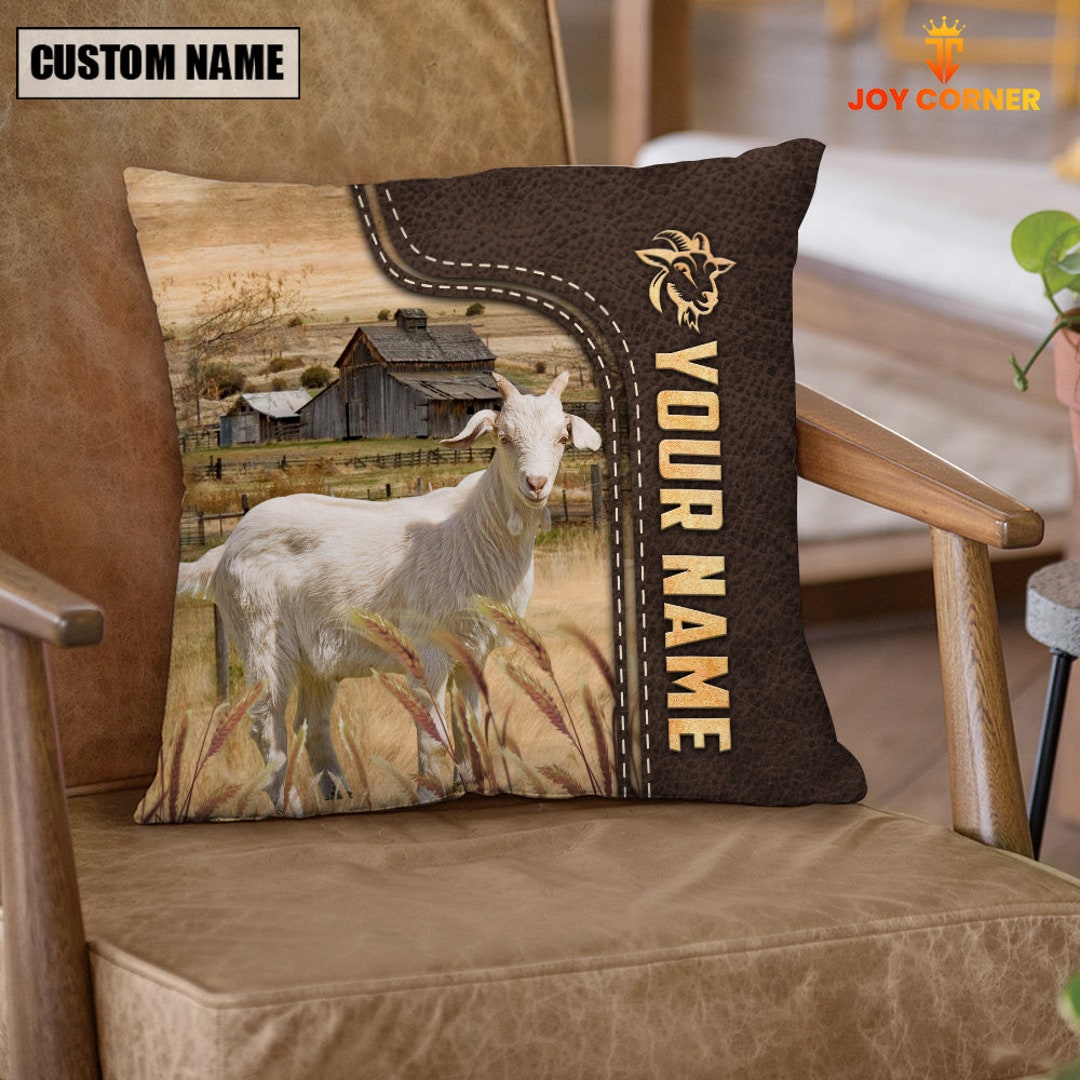 Uni Goat Custom Name Leather Pattern Pillow Case - Etsy