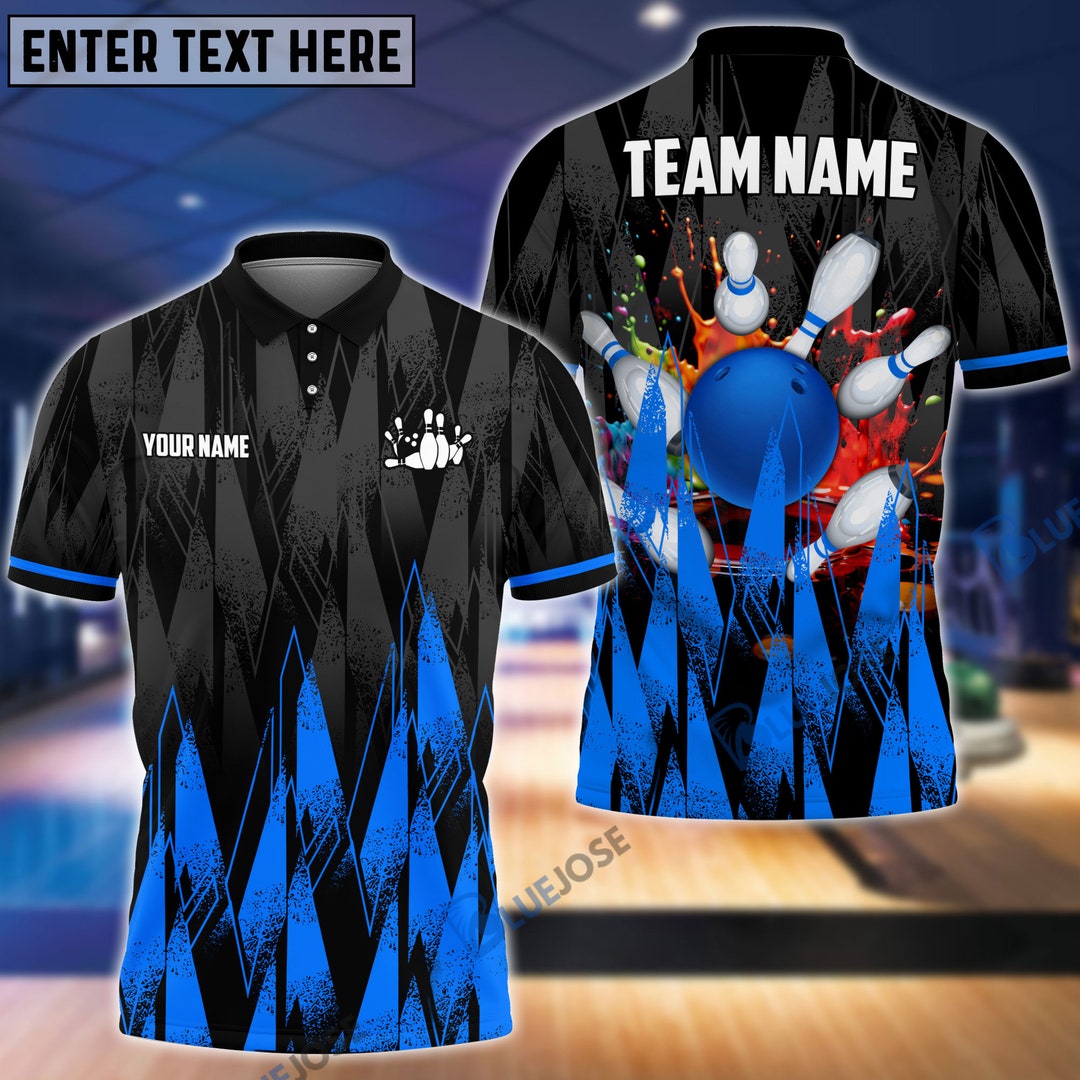 Bowling and Pins Sword Legend Blue Customized Name, Team Name 3D Shirt ...