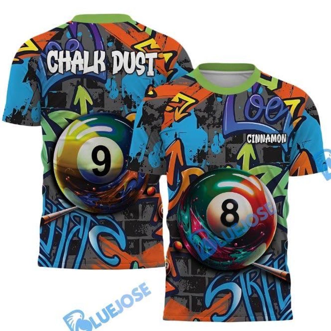 Billiards Ball 8 and Ball 9 Graffiti Personalized Name, Team Name New T ...