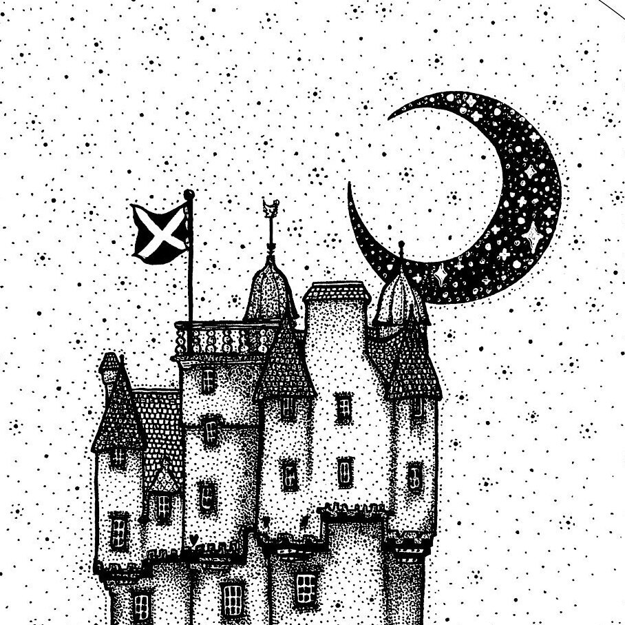 Castle Art Print A3 Illustration A Beautiful Dot Work Pen | Etsy