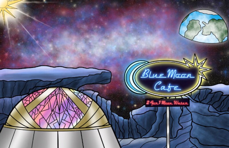 Retro-futuristic Moon Cafe - Etsy