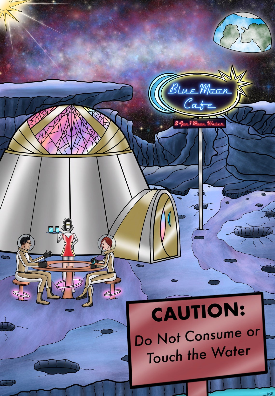 Retro-futuristic Moon Cafe - Etsy