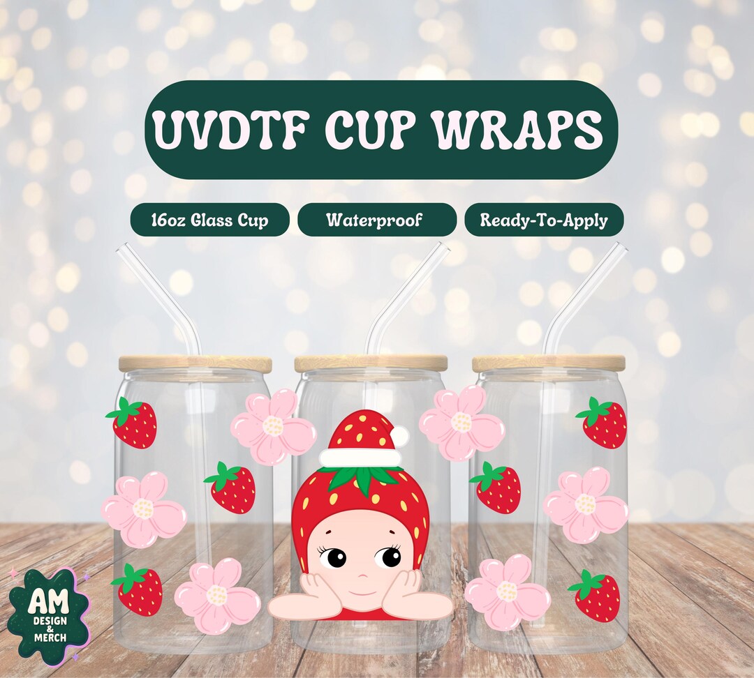 Strawberry Shortcake Sonny Angel UV DTF Wrap | 16oz Libbey Glass Cup - Etsy