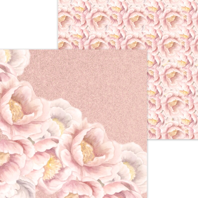 Peach Digital Paper Peonies Paper Flower Spring Digital - Etsy