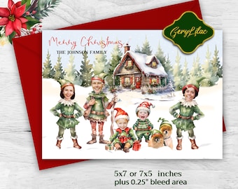Personalized Elf Card Elf Hat Kids Christmas Card Custom - Etsy