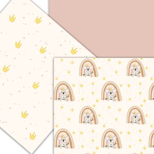 Кoala Digital Paper, Rainbow Paper, Baby Album Paper, Prince Koala, Boy ...