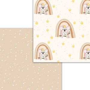 Кoala Digital Paper, Rainbow Paper, Baby Album Paper, Prince Koala, Boy ...