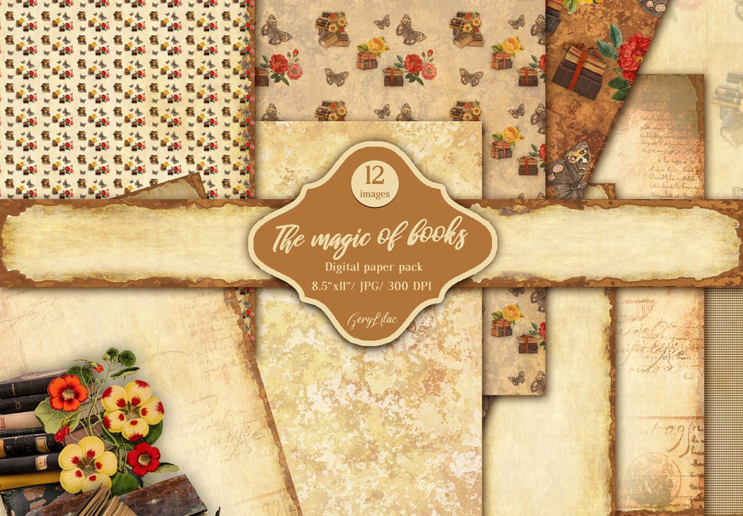 Antique Parchment Digital Paper the Magic of Books, Old Papertextures ...