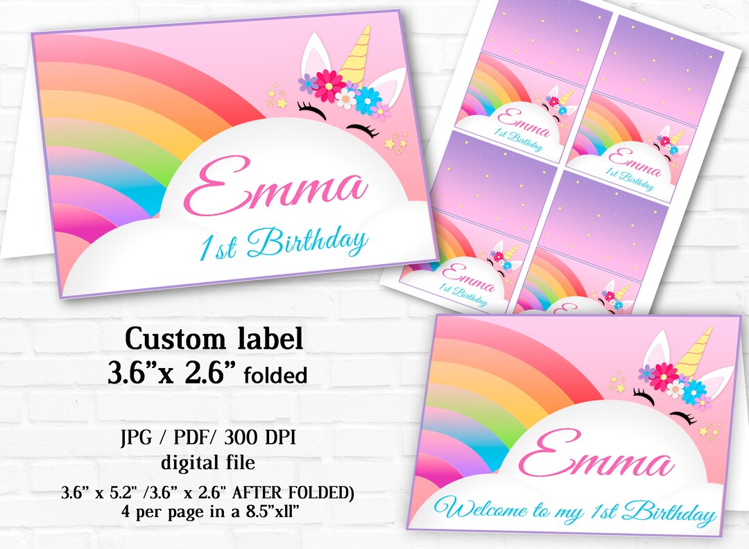 Unicorn Table Decor Custom Unicorn Label Unicorn Party - Etsy