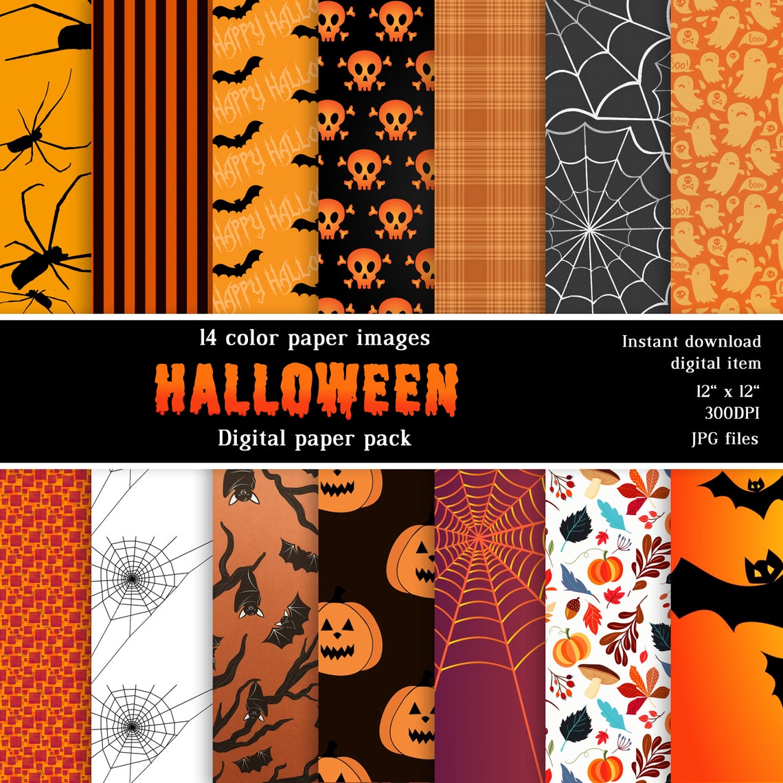 Halloween Paper Halloween Scrapbook Paper Spooky Digital - Etsy