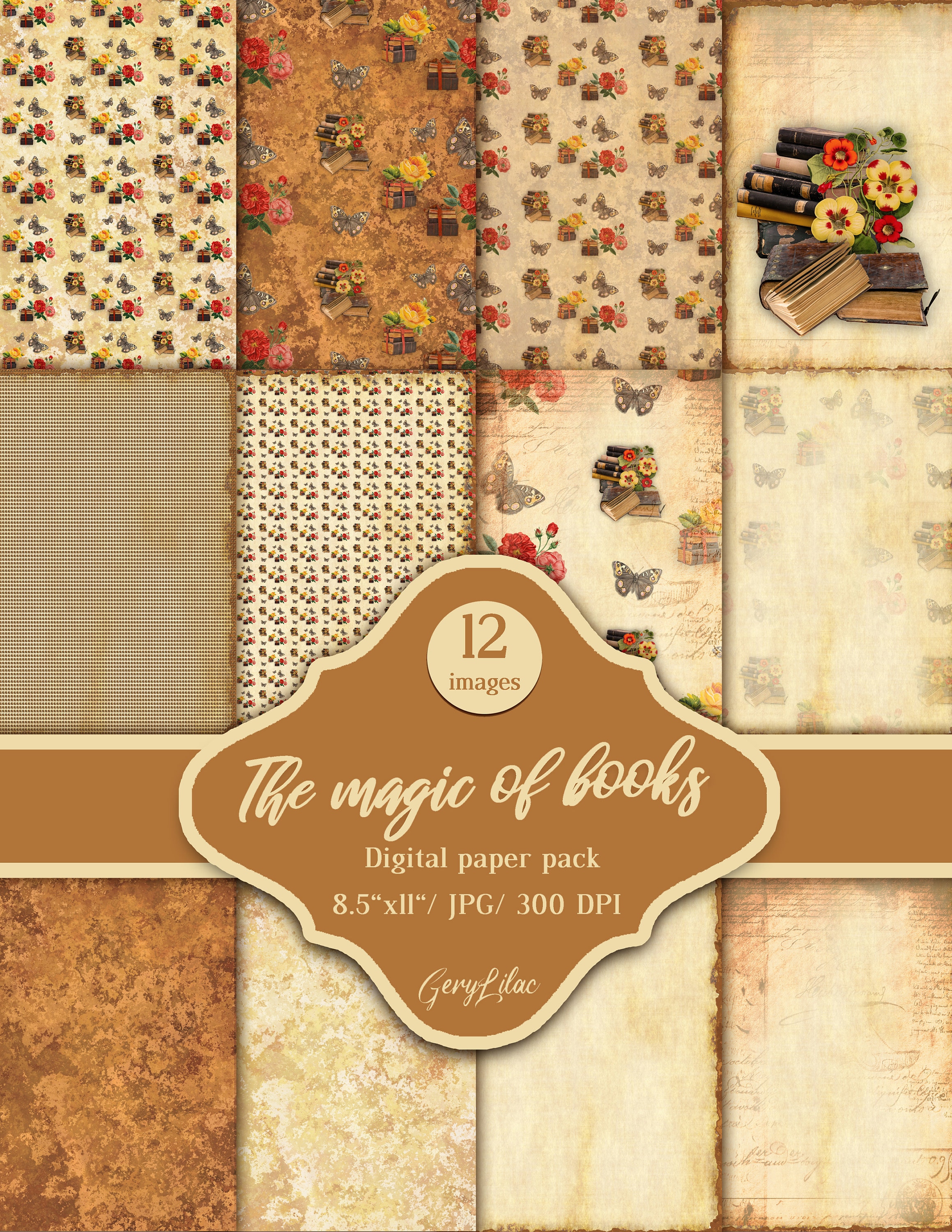 Antique Parchment Digital Paper the Magic of Books Old - Etsy